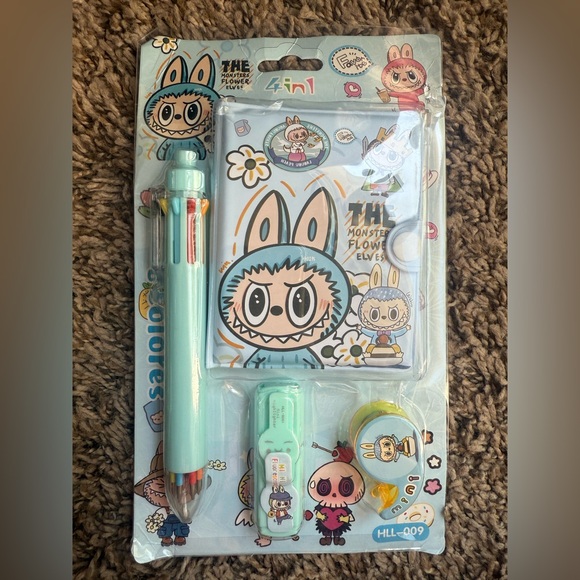 Labubu | Office | Labubu Stationery Set Pen Notebook Marker Tape Blue ...